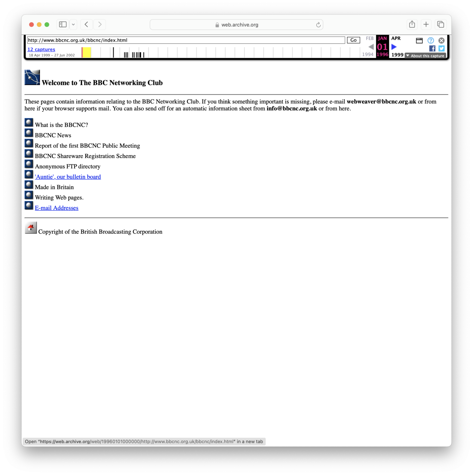 Archivery: The Oldest Pages in the Wayback Machine – www.chrisrcook.com